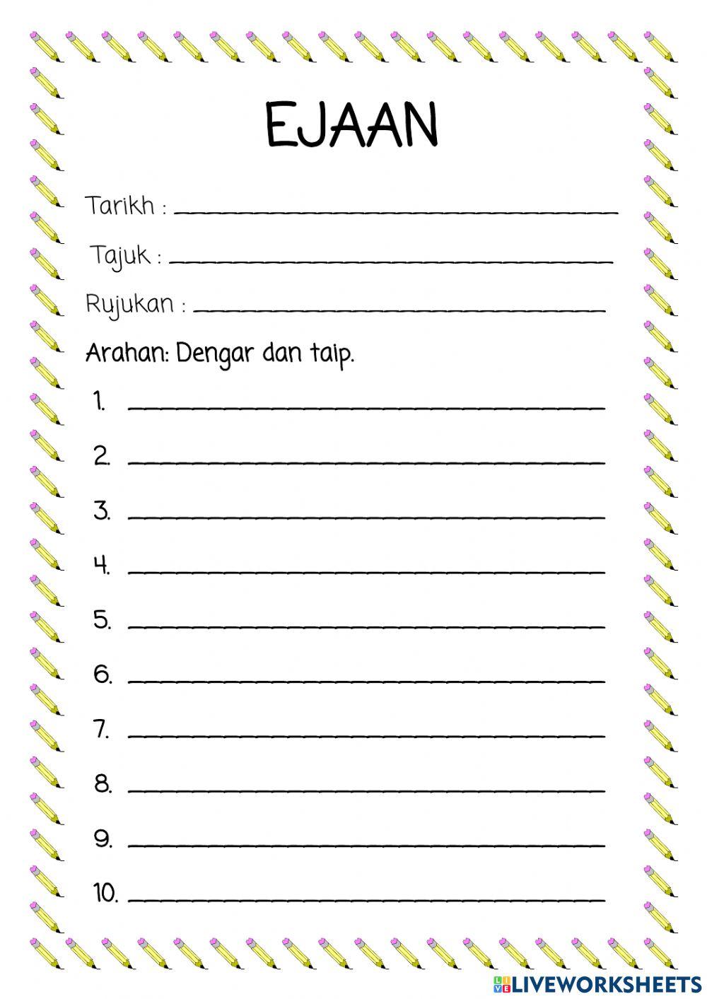 Ejaan m21 worksheet | Live Worksheets