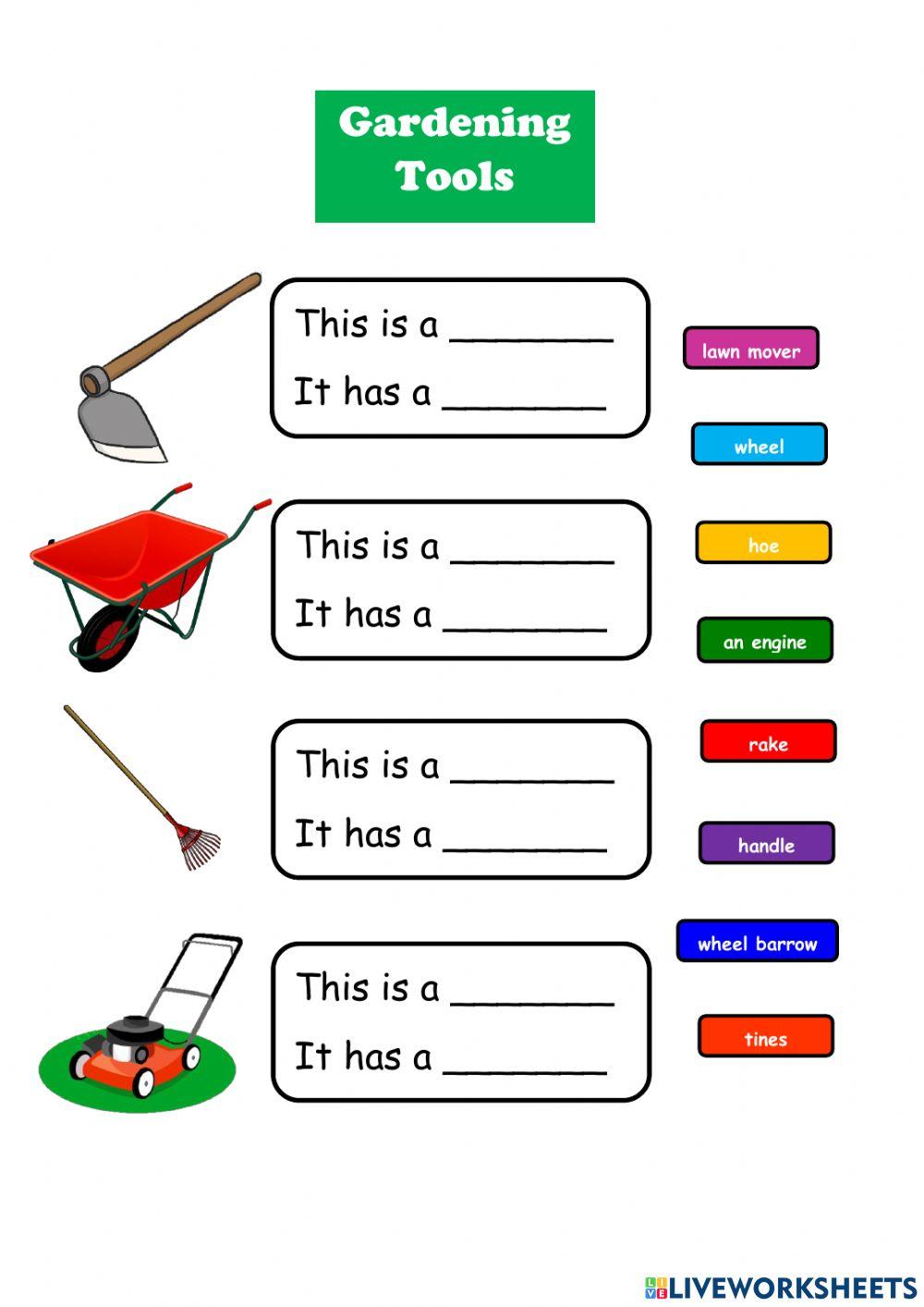 Gardening interactive activity for 4 | Live Worksheets