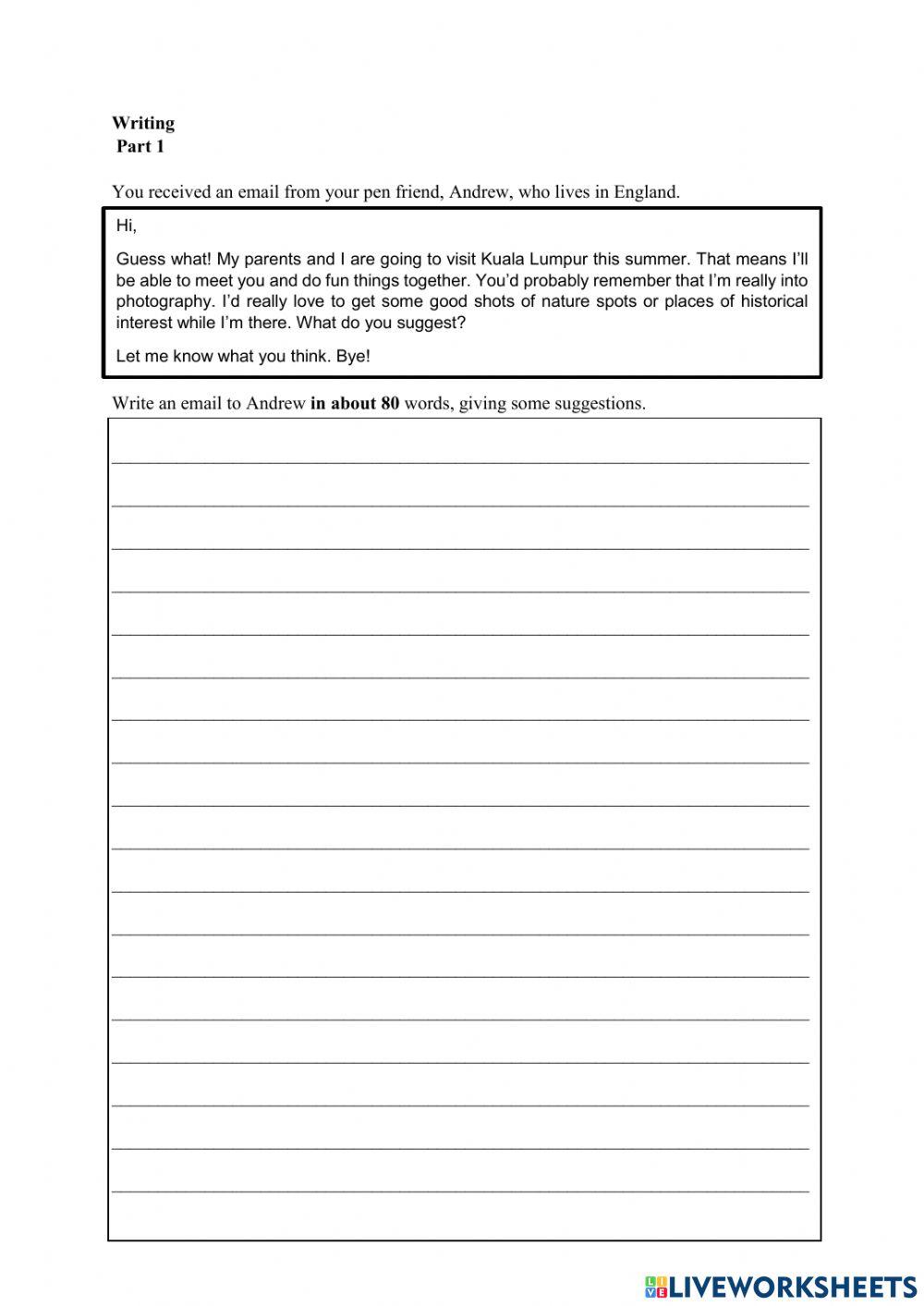 E-mail online activity for pre-intermediate | Live Worksheets