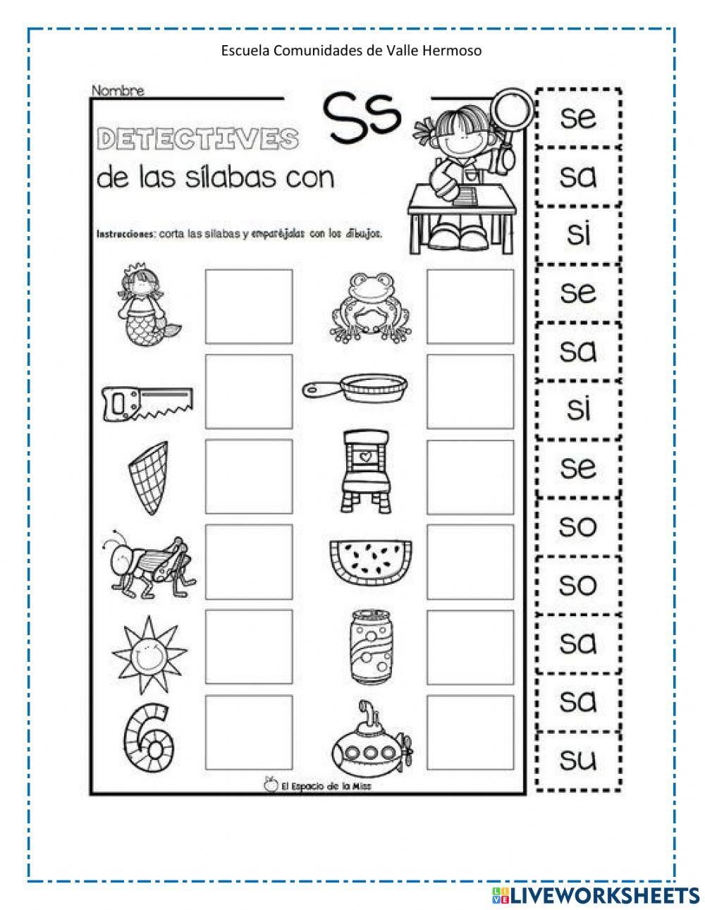 Guía letras S worksheet | Live Worksheets