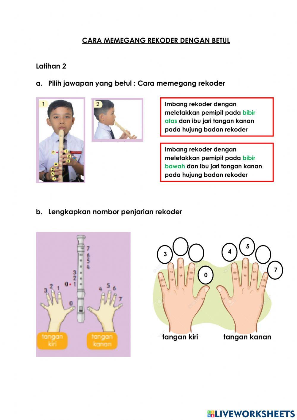 Latihan Kenali Rekoder Tahun 3 online exercise for | Live Worksheets