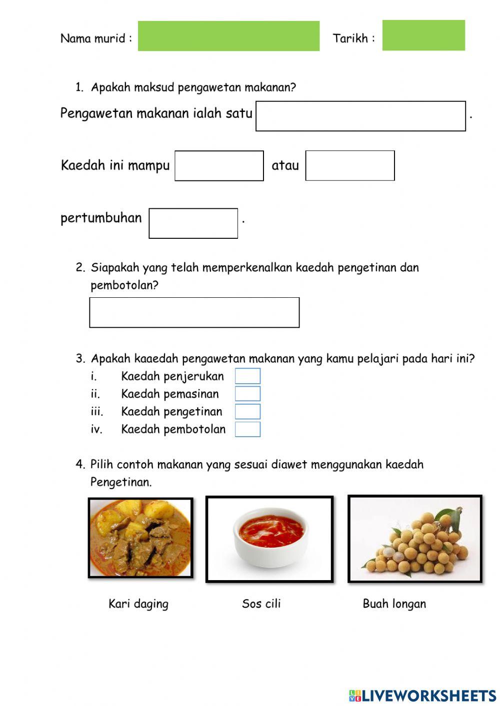Pengawetan Makanan - Pengetinan worksheet | Live Worksheets