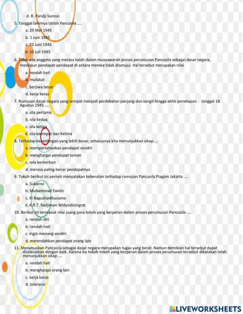 Latihan soal PKn online activity | Live Worksheets