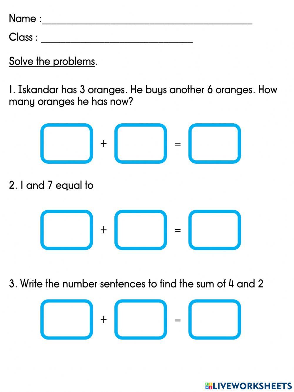 Addition up to 10 and 18 (problems solving) 1128983