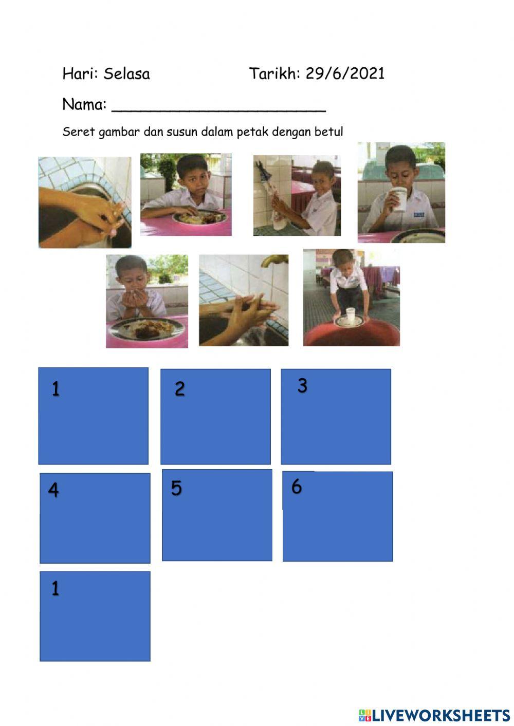 Seret jawapan dan letakkan di petak dengan betul 1128987