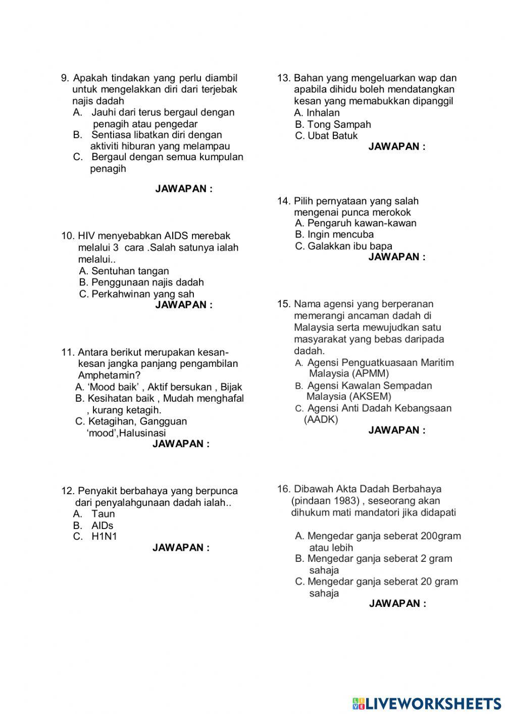 KUIZ PPDa SKRRWPL worksheet | Live Worksheets