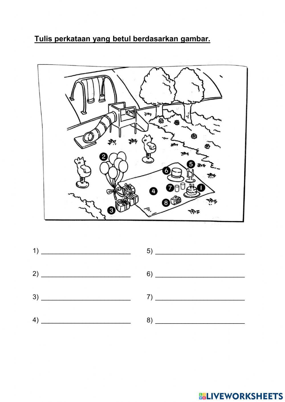 Tulis Perkataan Tahun 1 worksheet | Live Worksheets