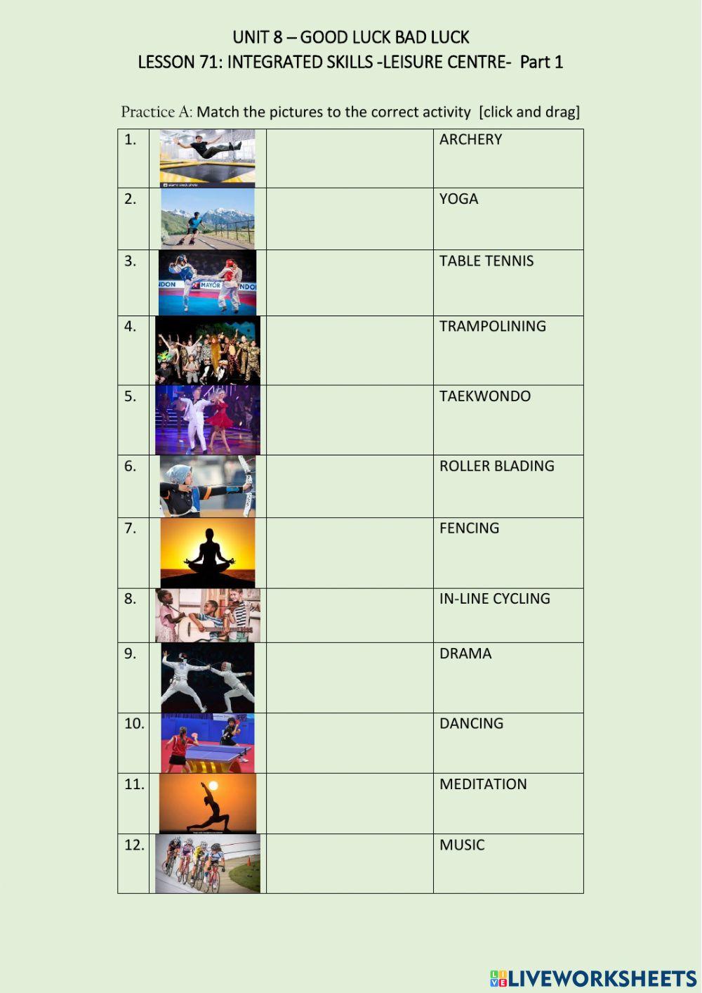 UNIT 8 INTEGRATED SKILLS LESSON 71 PART 1 online exercise for | Live ...