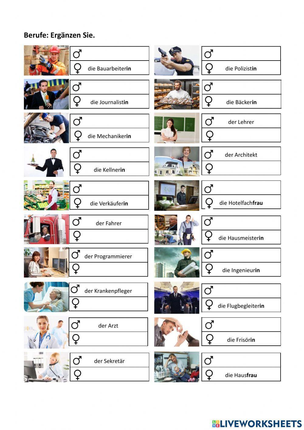 Berufe | Free Interactive Worksheets | 1129650