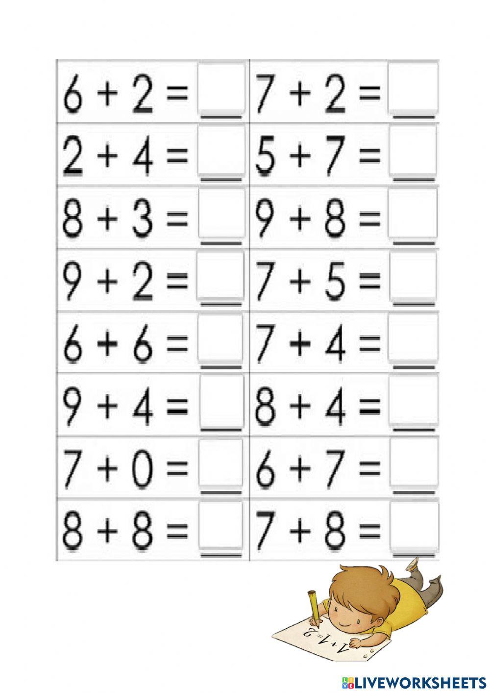 Tambah dalam lingkungan 18 | Live Worksheets