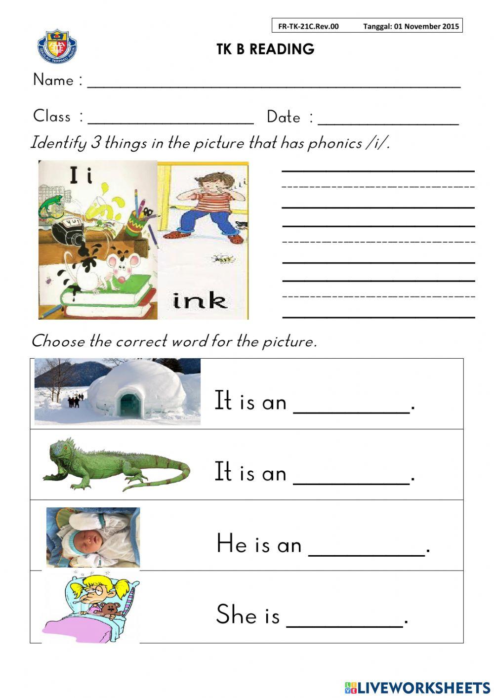Phonics I exercise | Live Worksheets