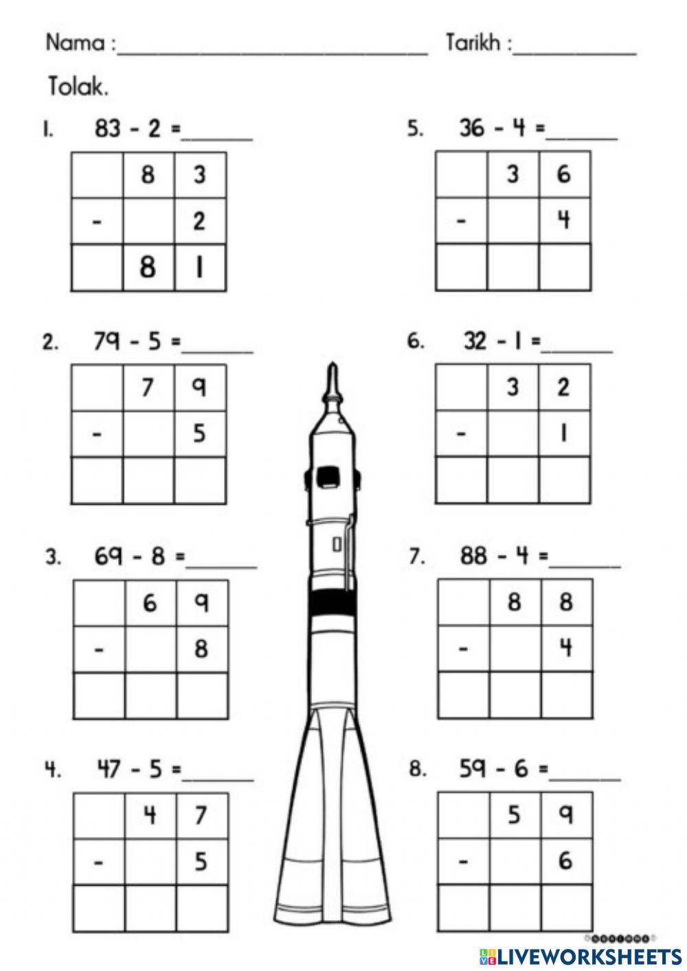 Tolak mudah interactive worksheet | Live Worksheets