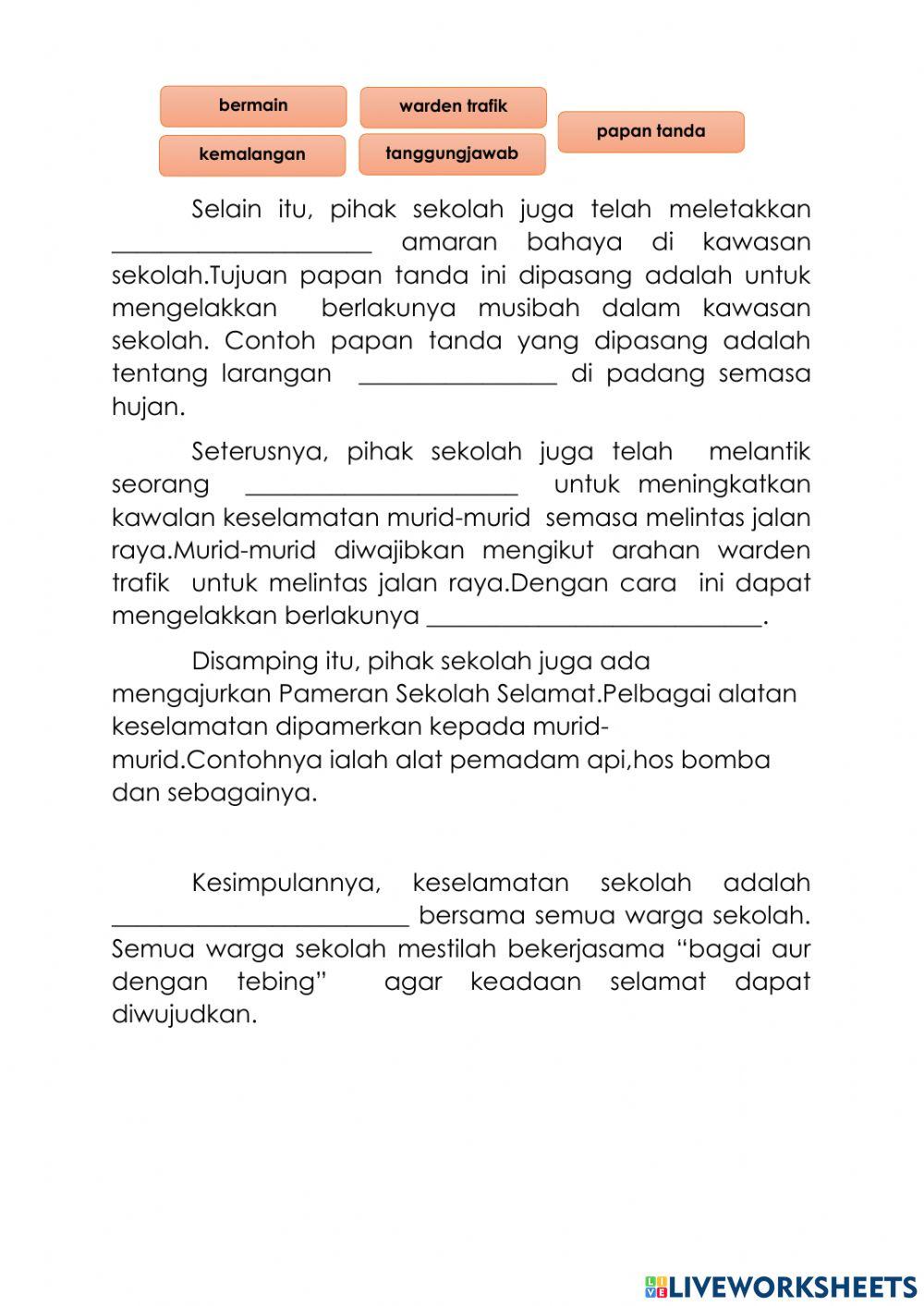 Program sekolah selamat worksheet | Live Worksheets
