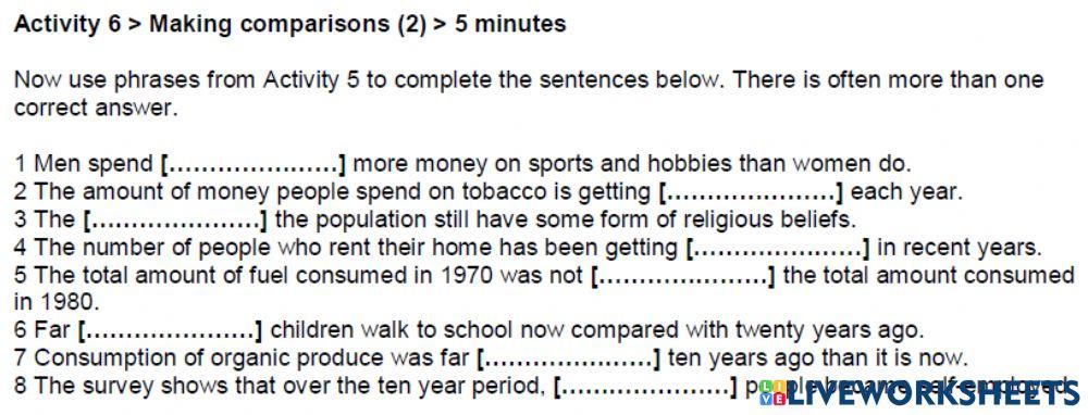 ielts activity 6 making comparisons online exercise for | Live Worksheets
