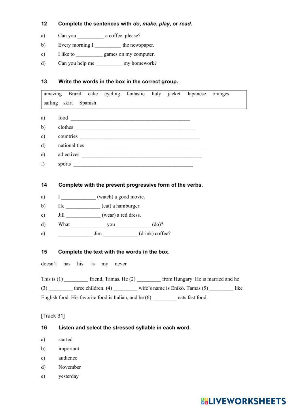 Placement test Beginner worksheet | Live Worksheets