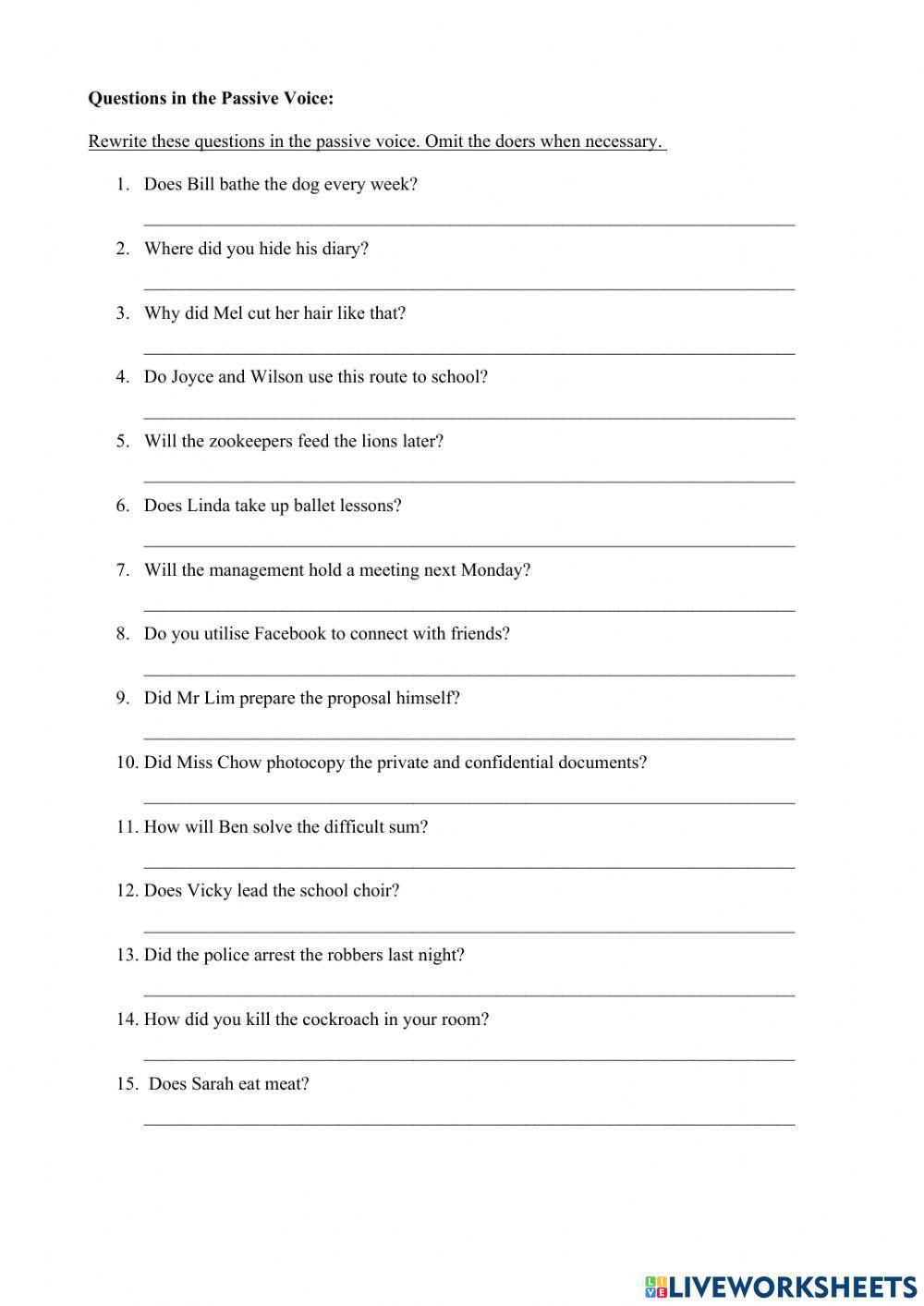 Passive Voice (… | Free Interactive Worksheets | 1130548