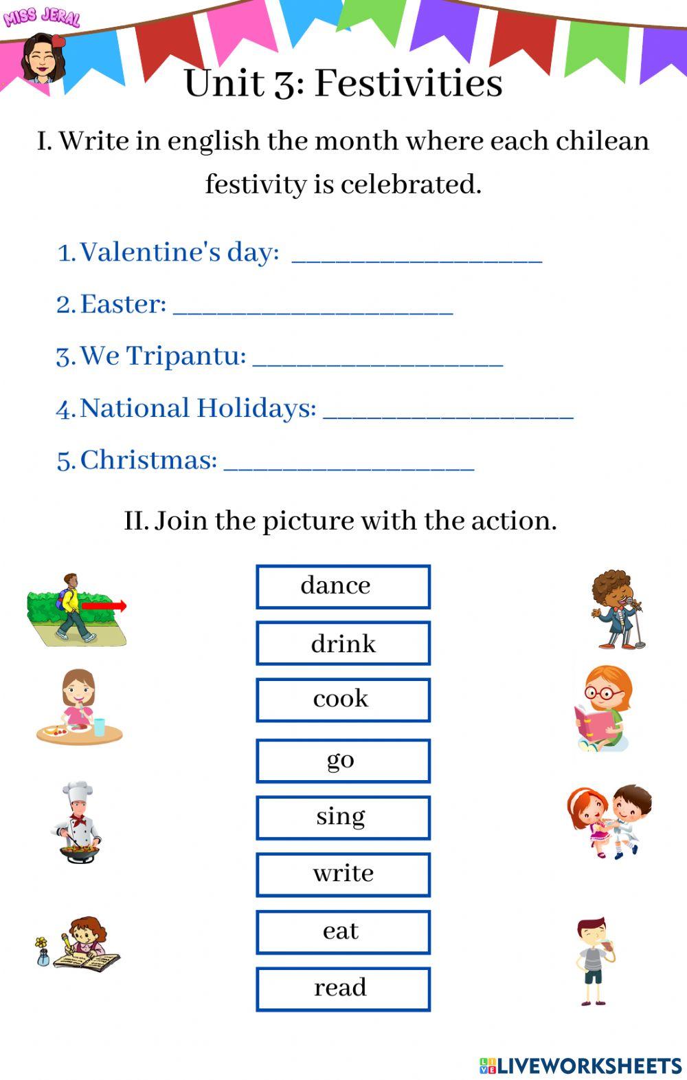 Festivities exercise | Live Worksheets