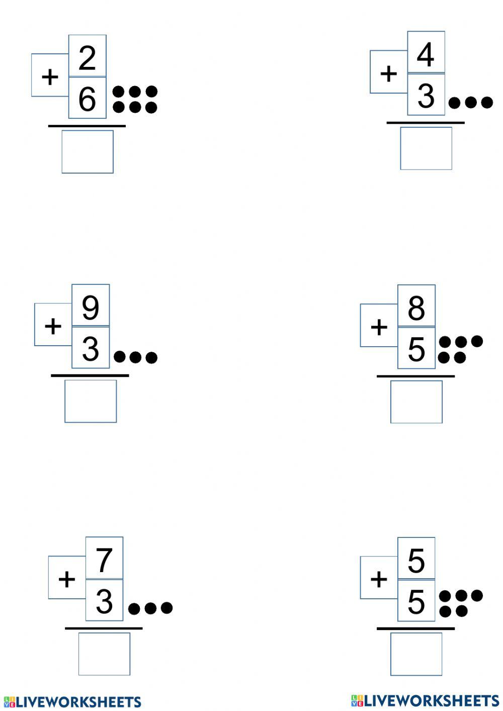 Sumas horizontales online exercise | Live Worksheets