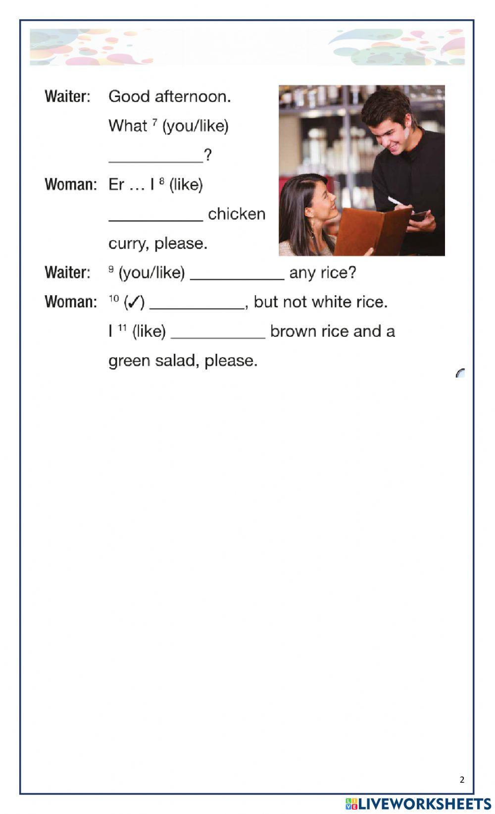 Like would like | Free Interactive Worksheets | 1130780