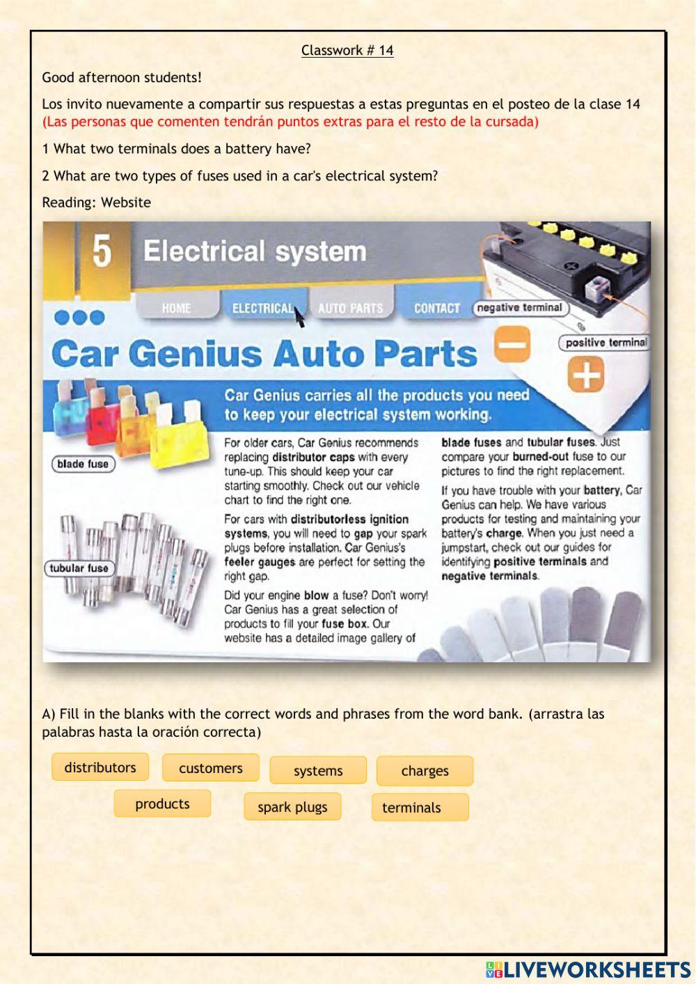Electrical System online exercise for | Live Worksheets
