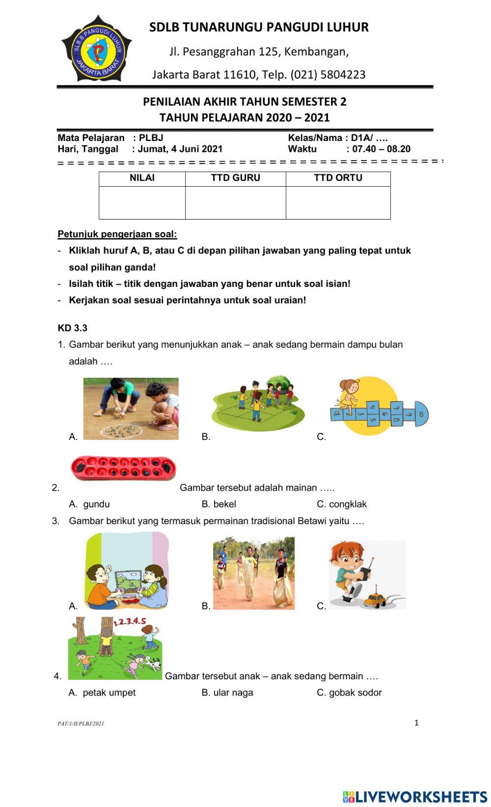 Pat - plbj worksheet | Live Worksheets