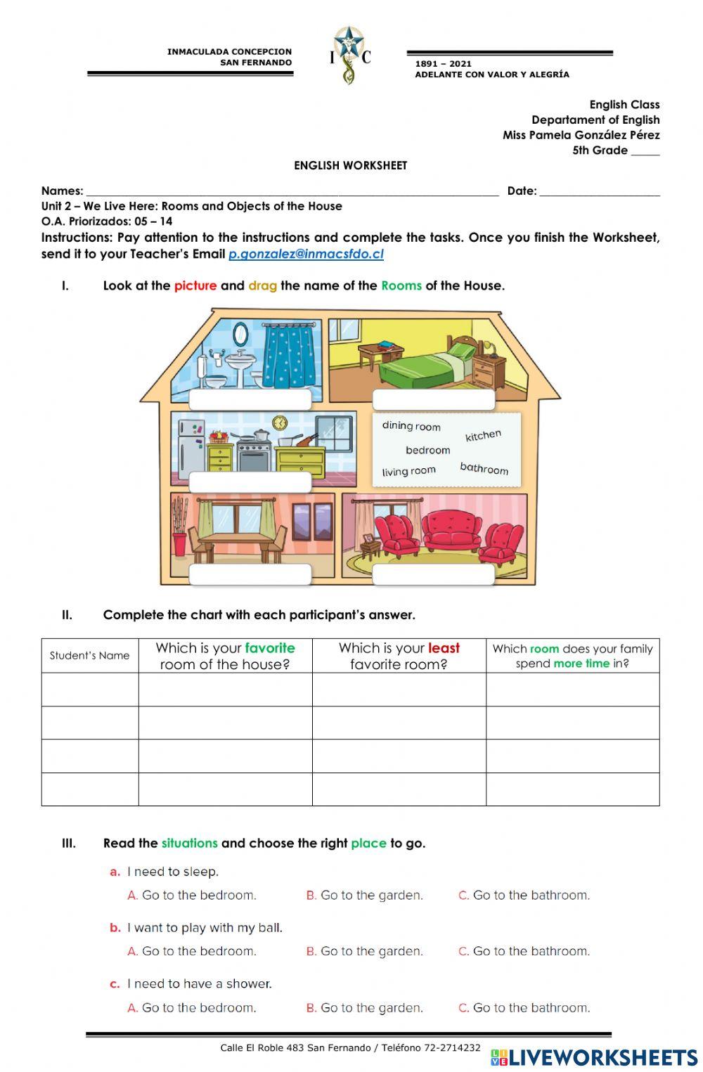 House 1056436 | Pamela González Pérez | Live Worksheets
