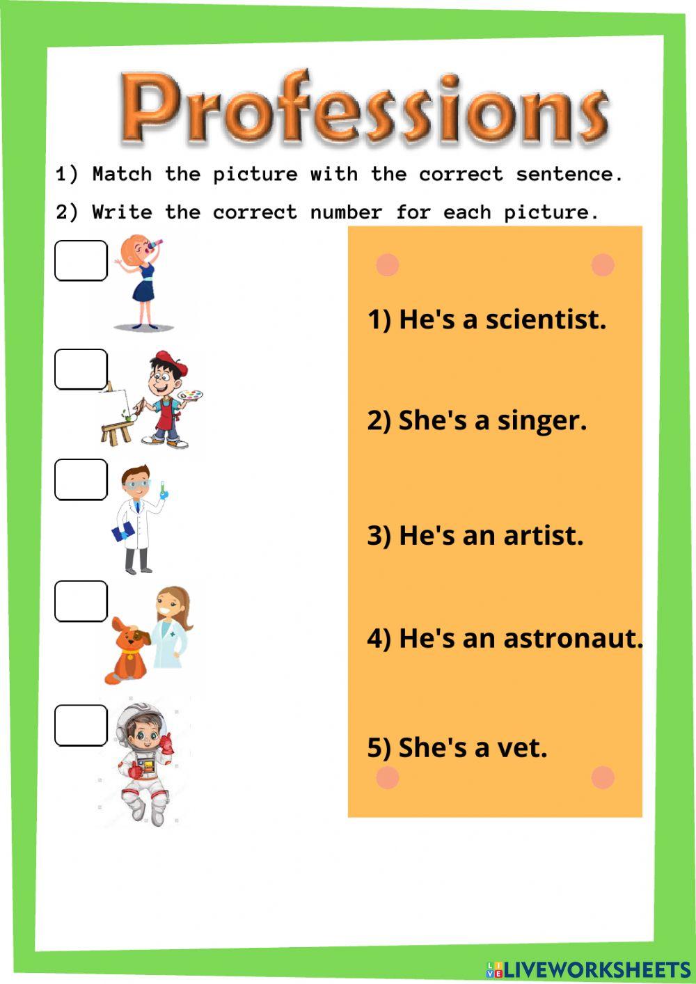 Professions | Free Interactive Worksheets | 1056827