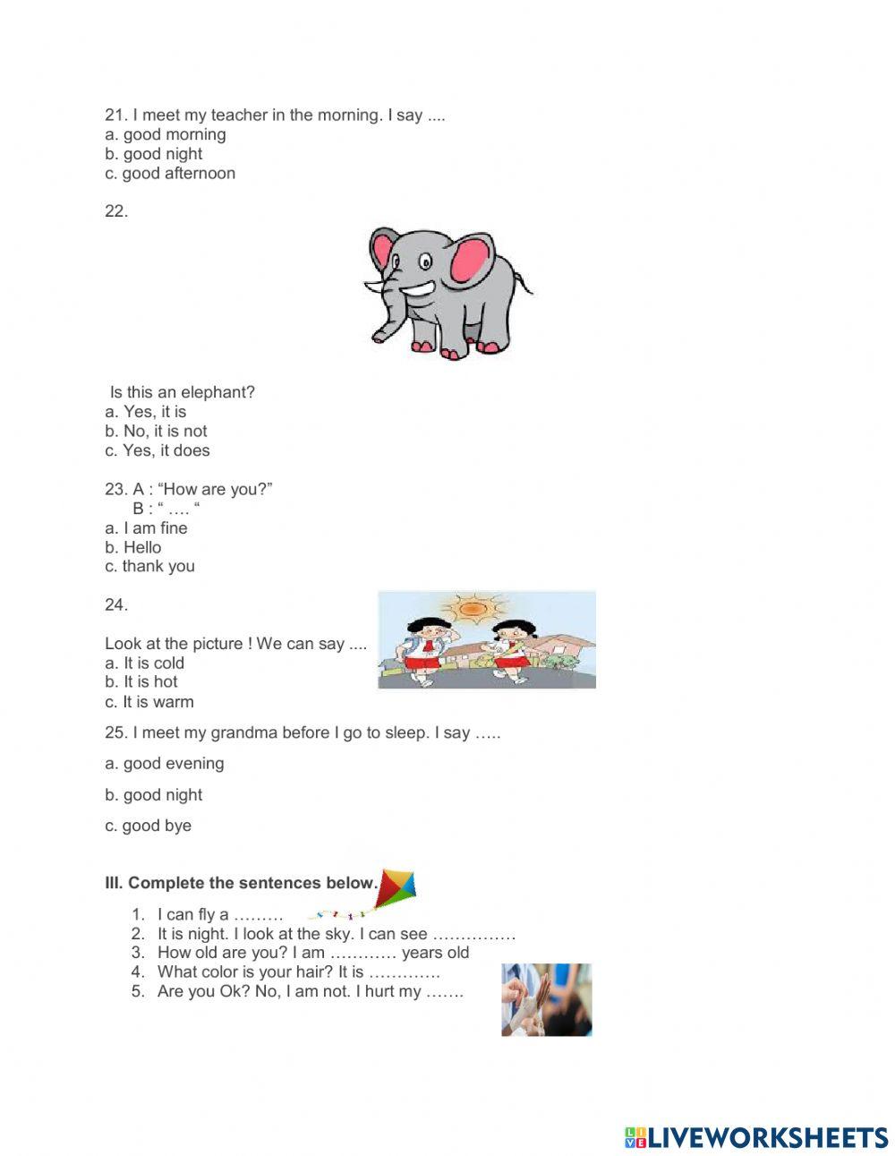 Test Practice Grade 1 5044180 | English Circl | Live