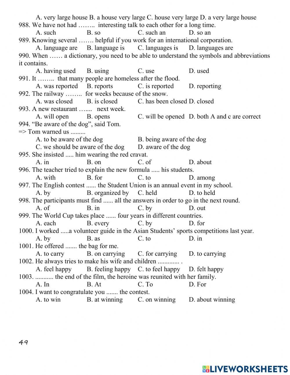 49 exercise | Live Worksheets
