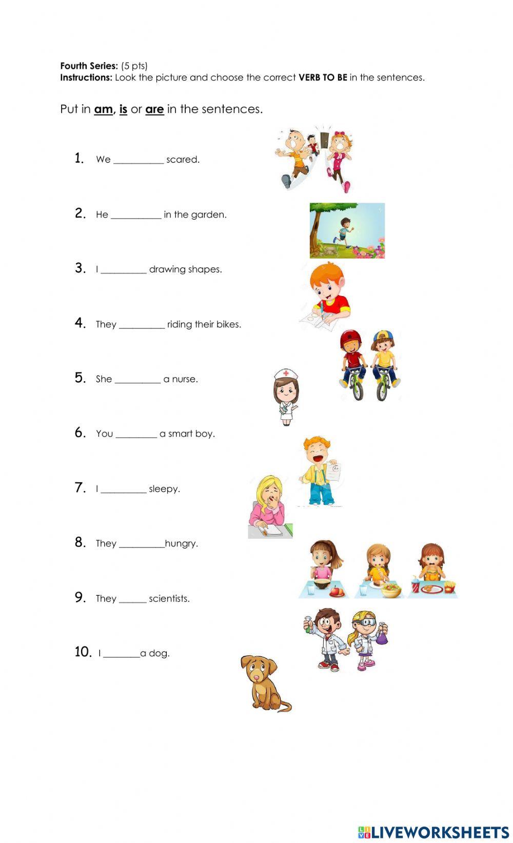 Verb to be online exercise for english | Live Worksheets