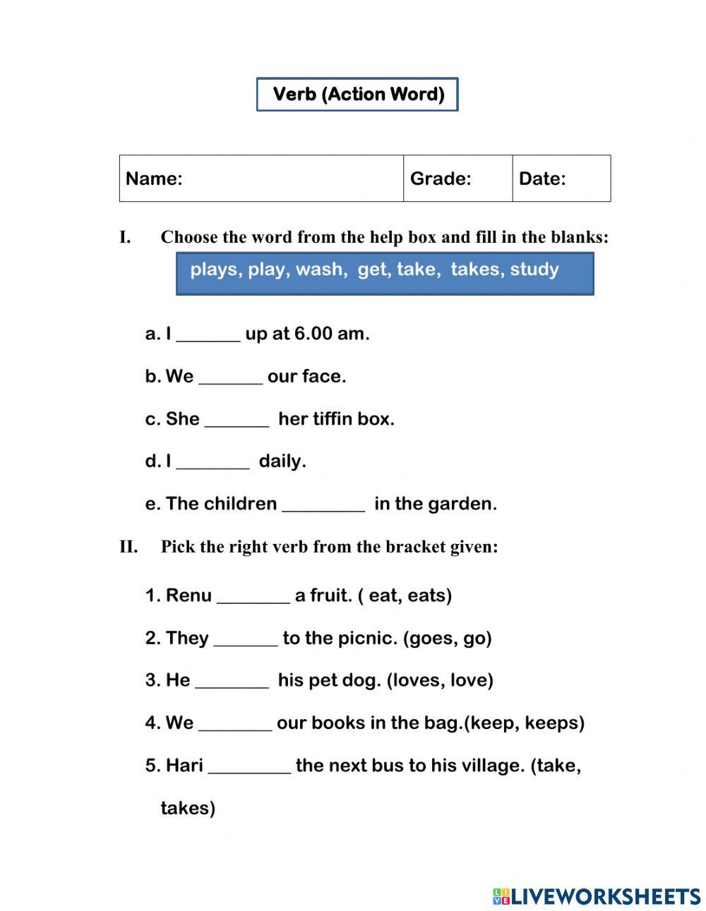 1057346 | VERB Worksheet | Gopa_Sengupta23