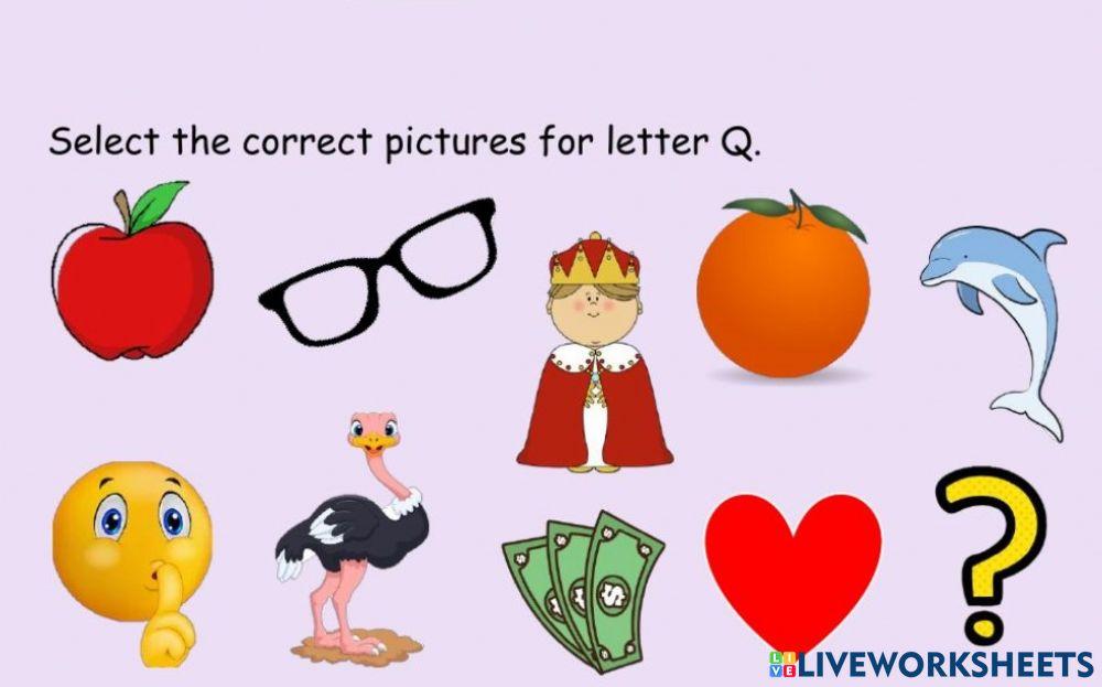 Letter q pictures worksheet | Live Worksheets