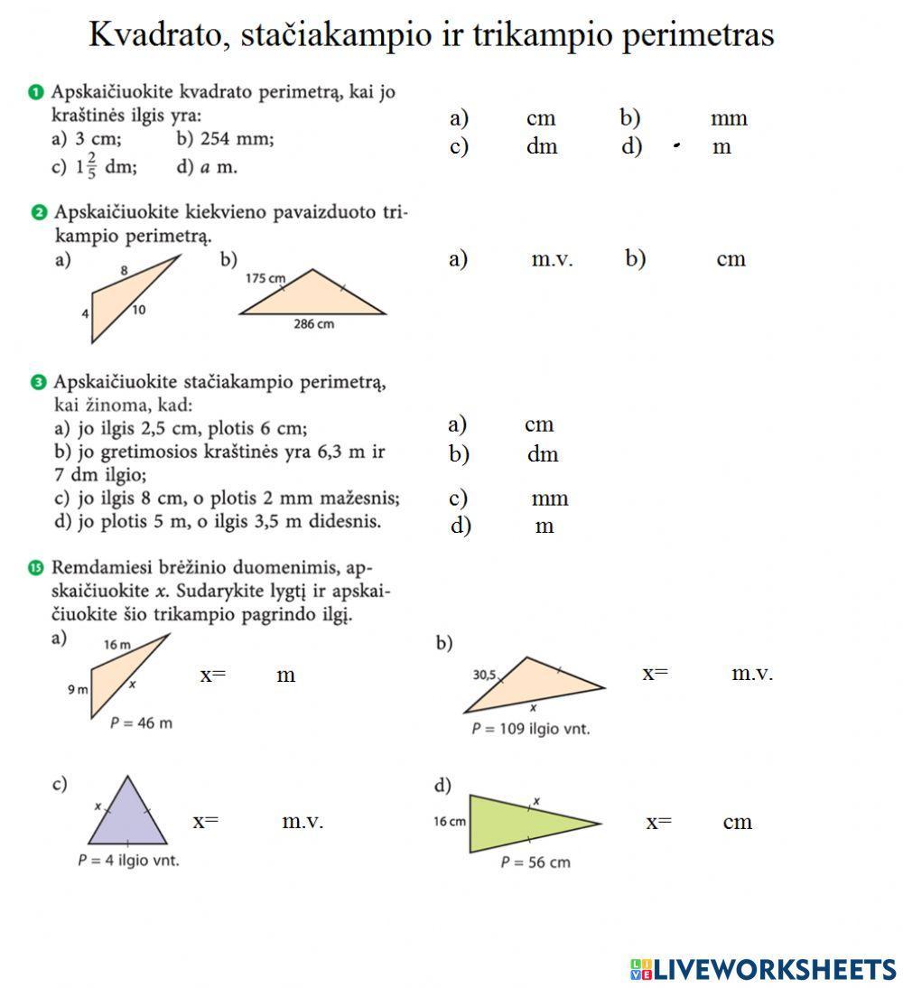 Perimetras interactive worksheet | Live Worksheets