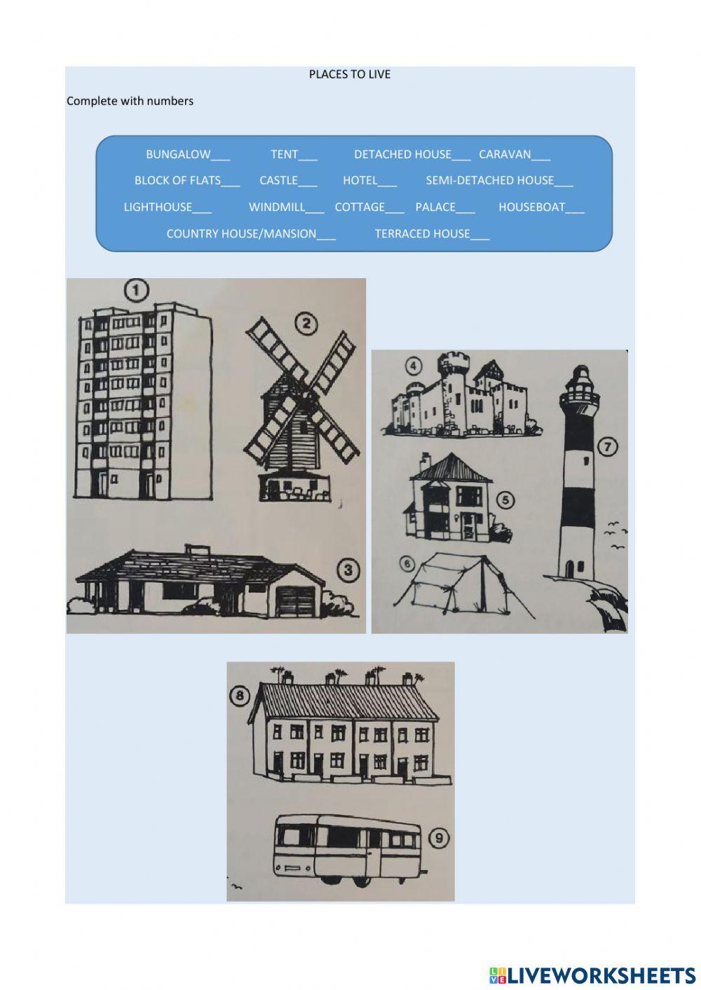 Places to live interactive worksheet | Live Worksheets