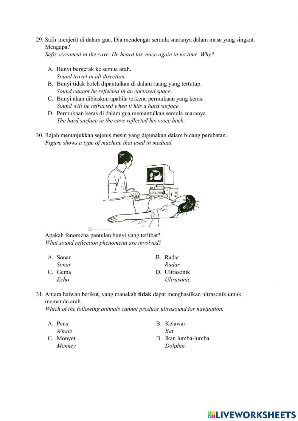 Kertas Peperiksaan Sains DPIP Tahun 4 Kertas 1 Part 2 online exercise for | Live Worksheets