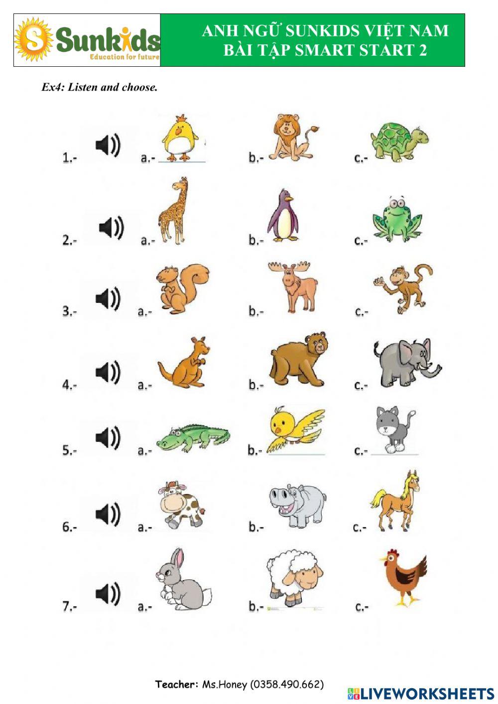 Animals online exercise for grade 2 | Live Worksheets