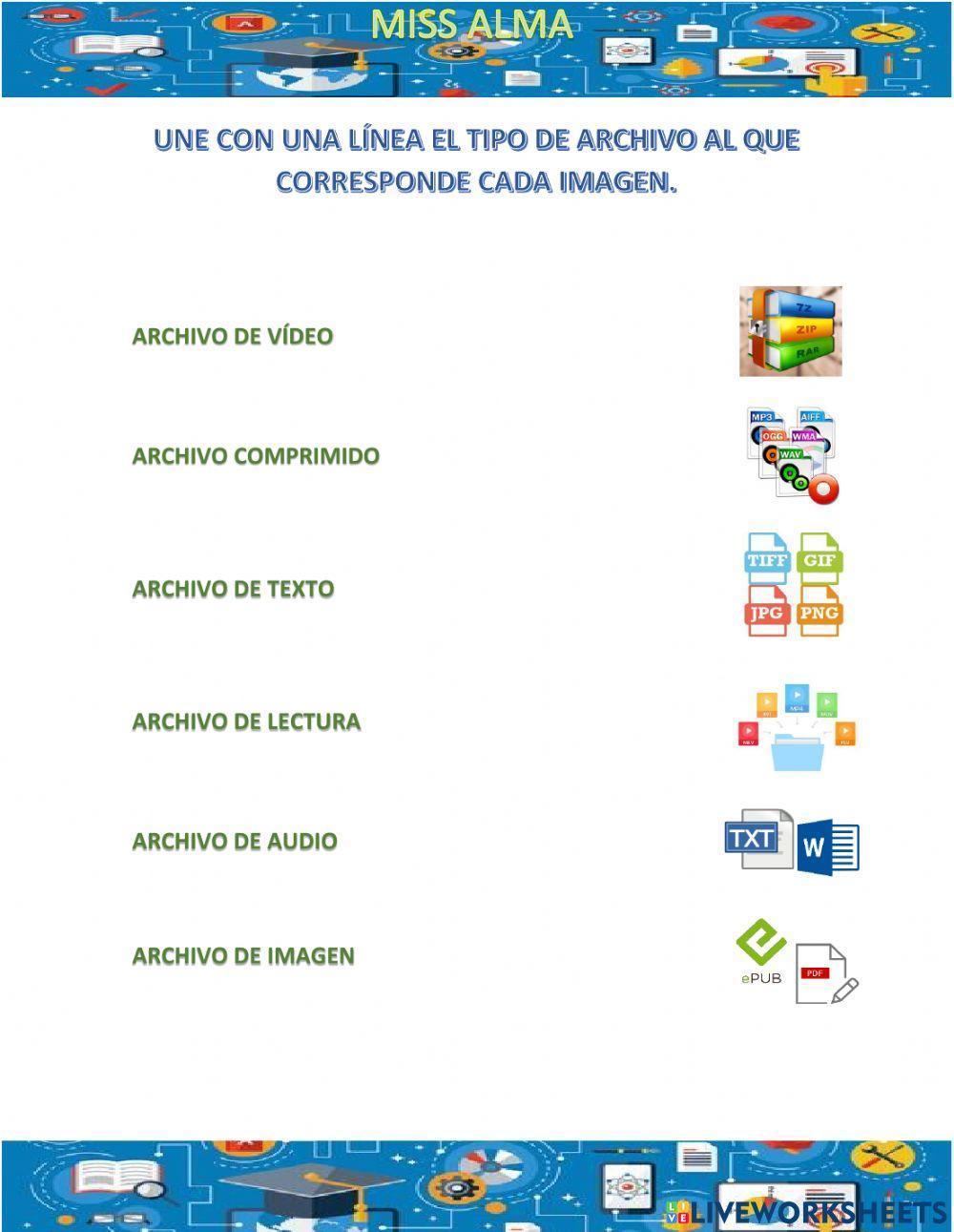 Tipos de archivos interactive activity | Live Worksheets