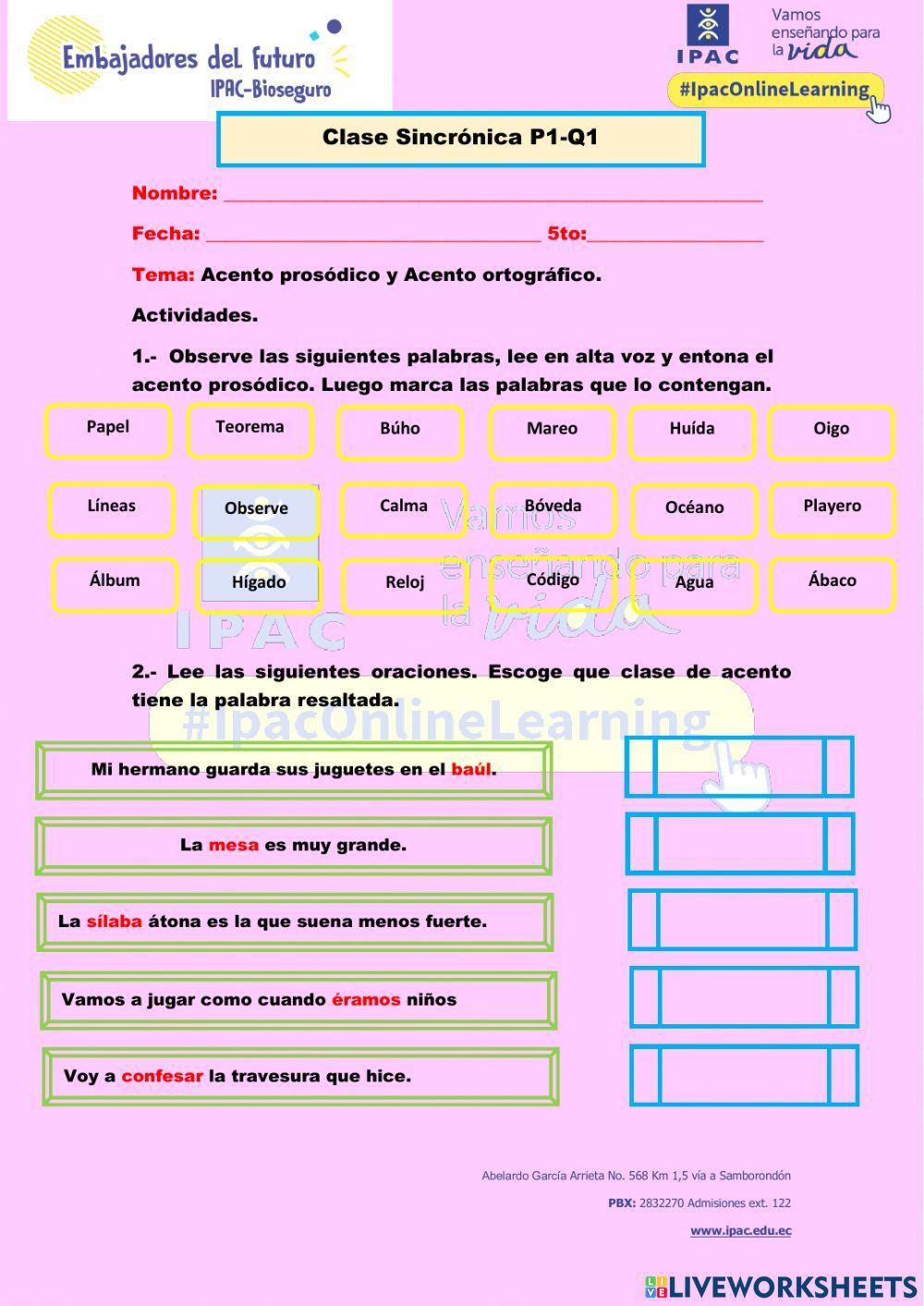 Acento prosódic… | Free Interactive Worksheets | 1056984