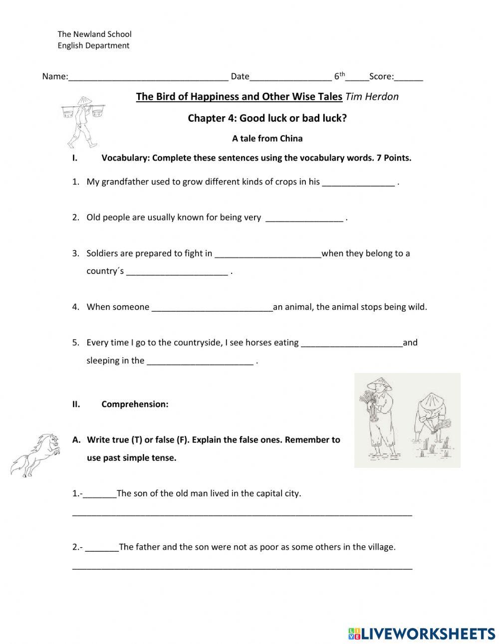 Good luck or ba… | Free Interactive Worksheets | 1058711