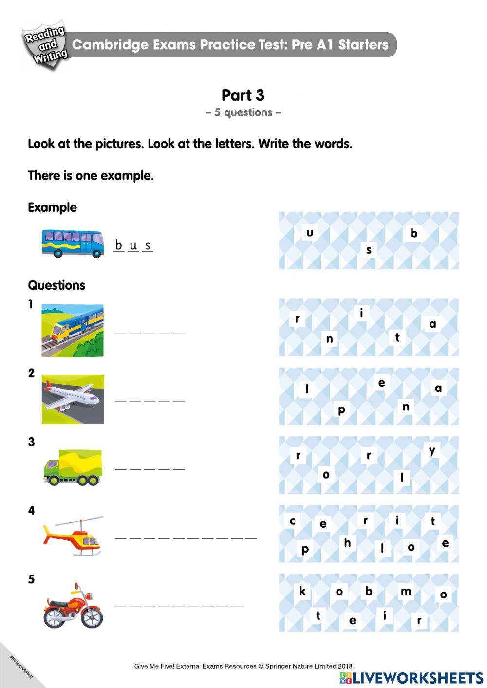 Starters 1 worksheet | Live Worksheets