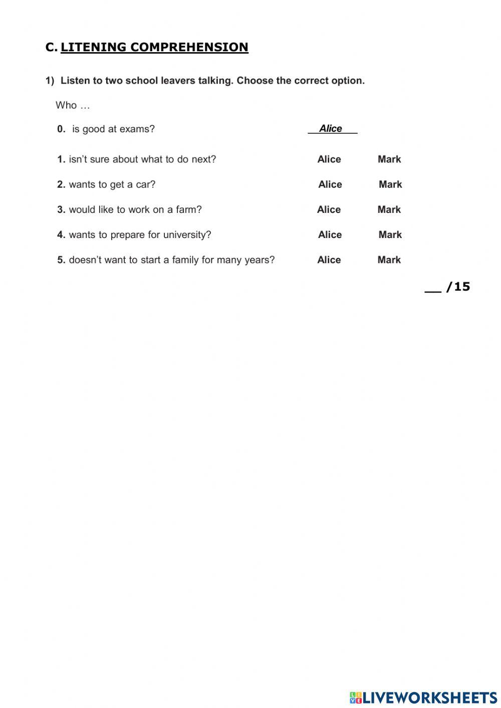 Test KET worksheet | Live Worksheets