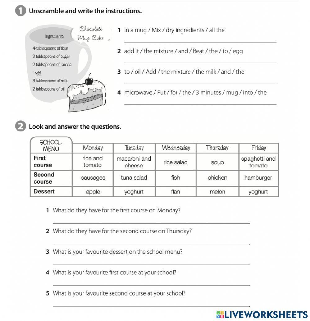 Recipe | Free Interactive Worksheets | 1059005