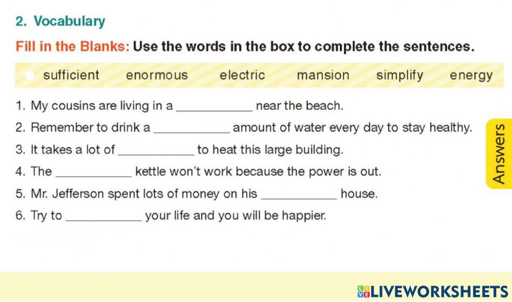 Unit 3 worksheet for m2 | Live Worksheets