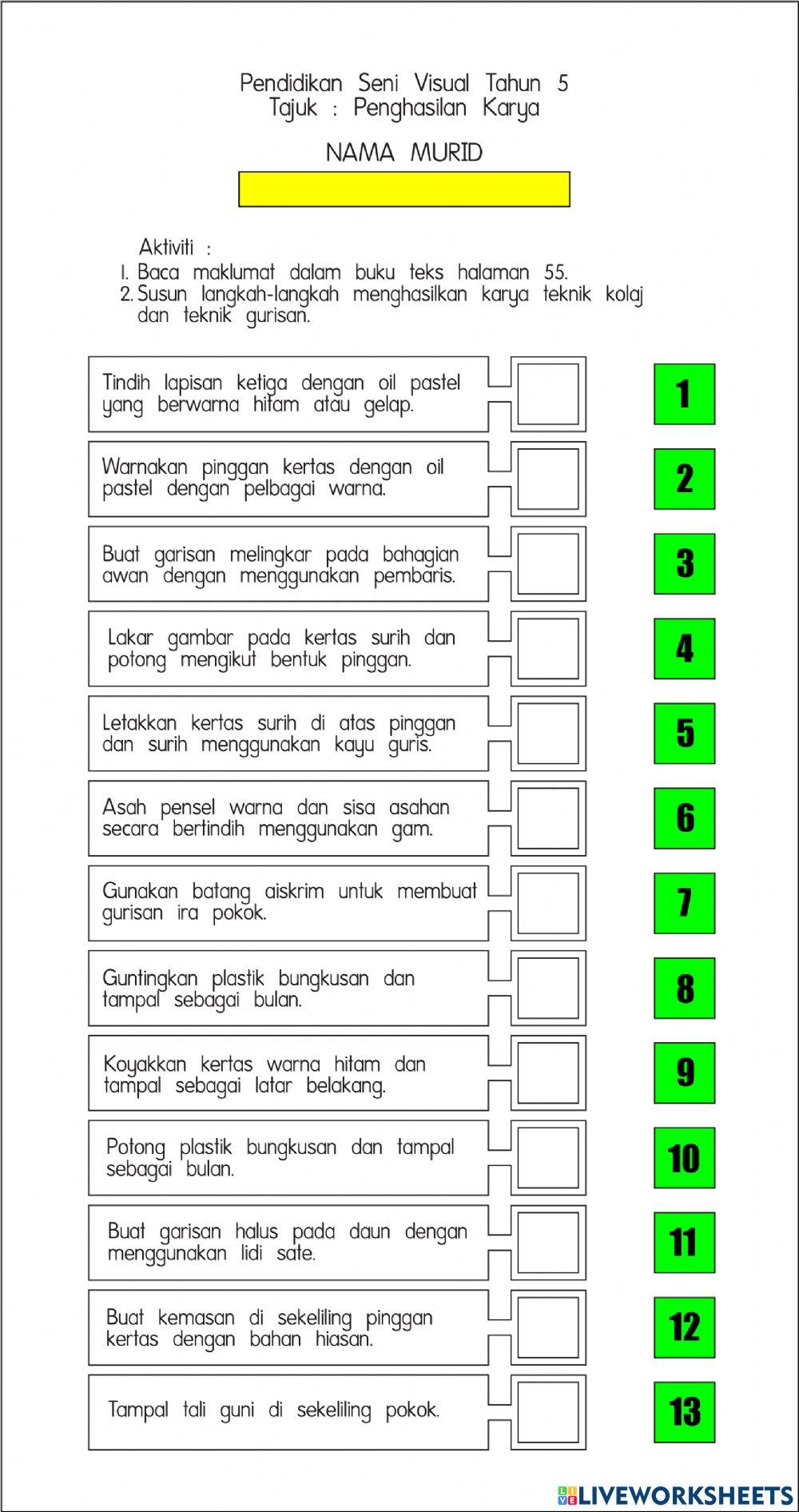 Penghasilan Karya Gurisan dan Kolaj 1132207 | Dayang Siti