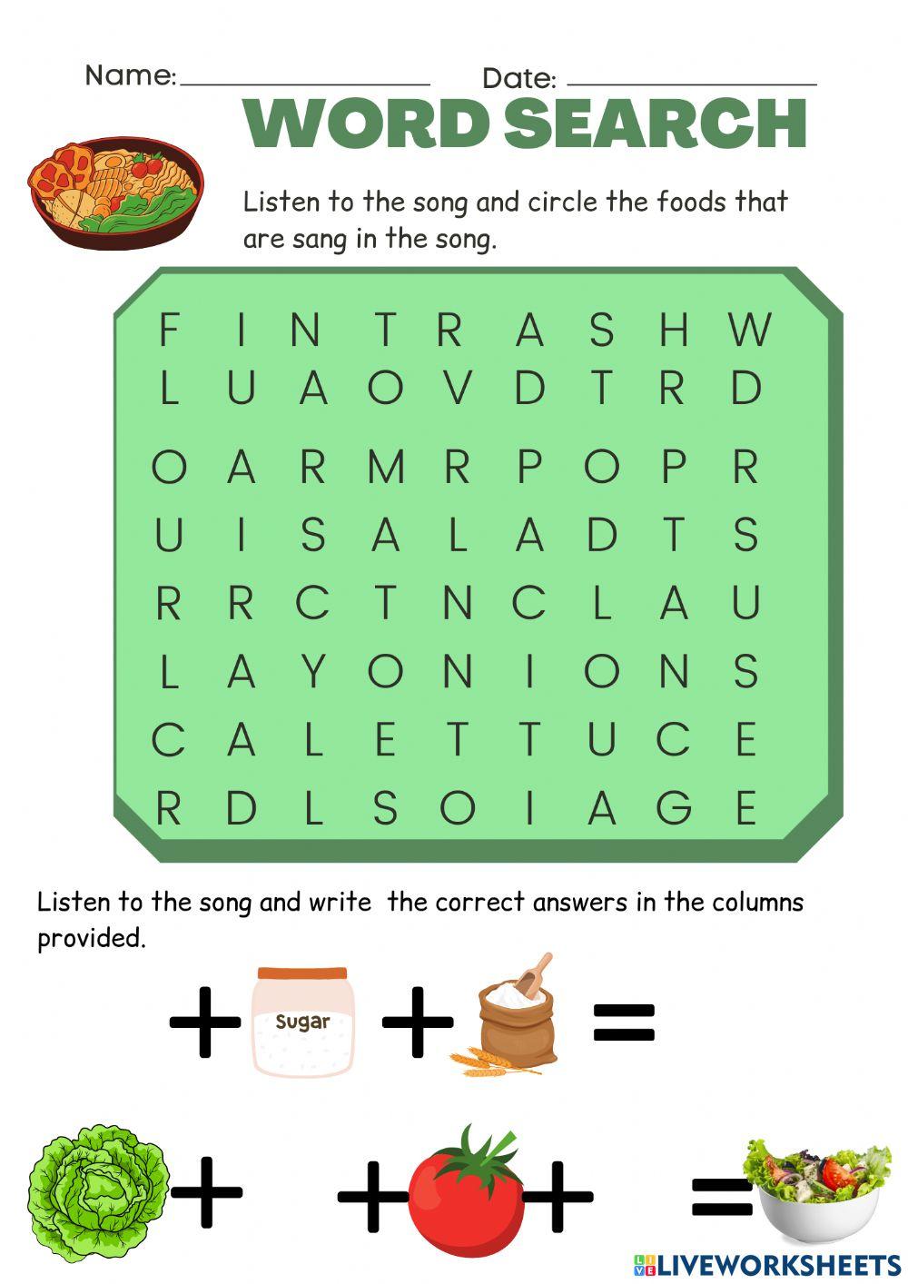 Listening year 3 food please worksheet | Live Worksheets