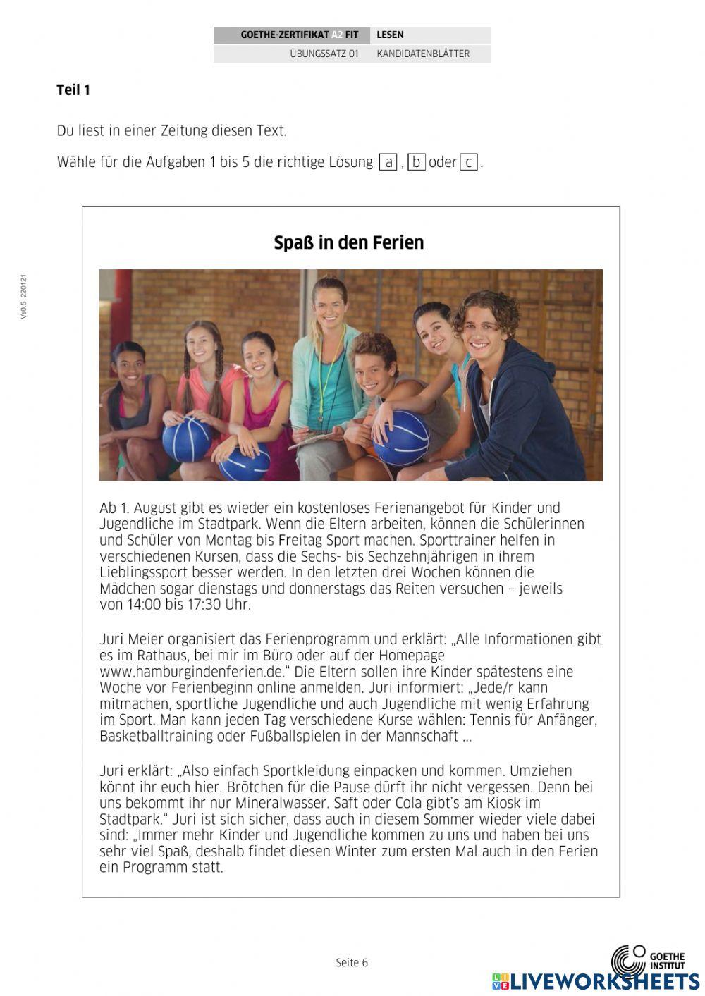 3145387 | Goethe-zertifikat A2 - LESEN