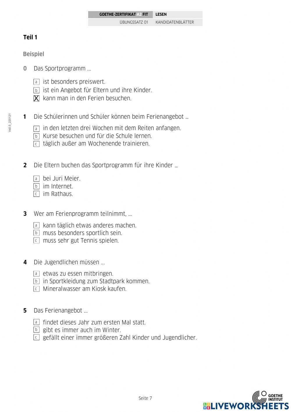 3145387 | Goethe-zertifikat A2 - LESEN