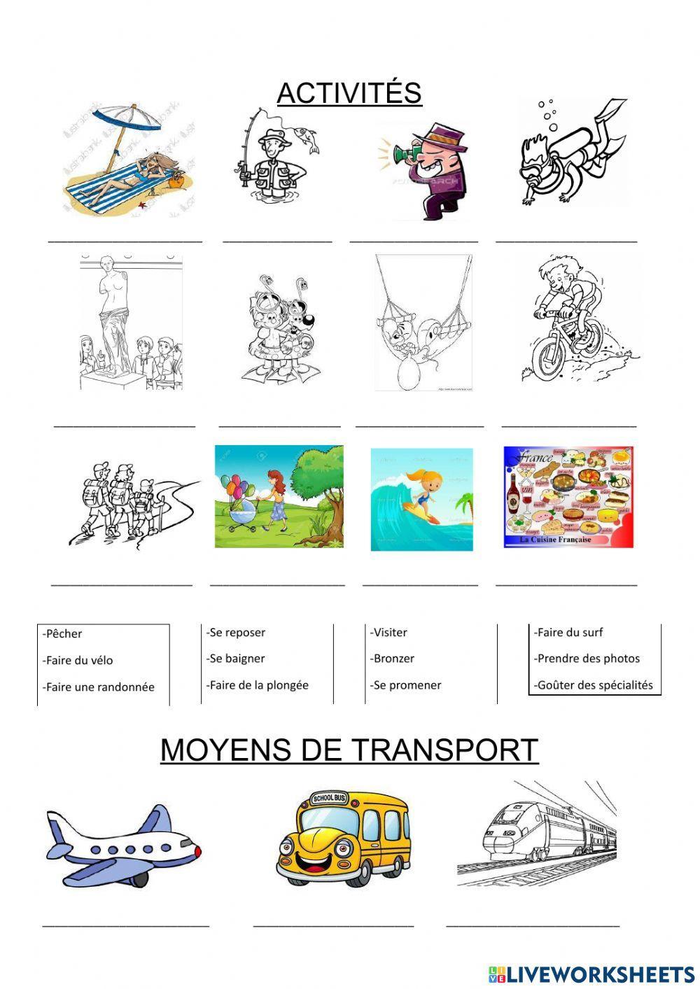 Les vacances | Free Interactive Worksheets | 1132942