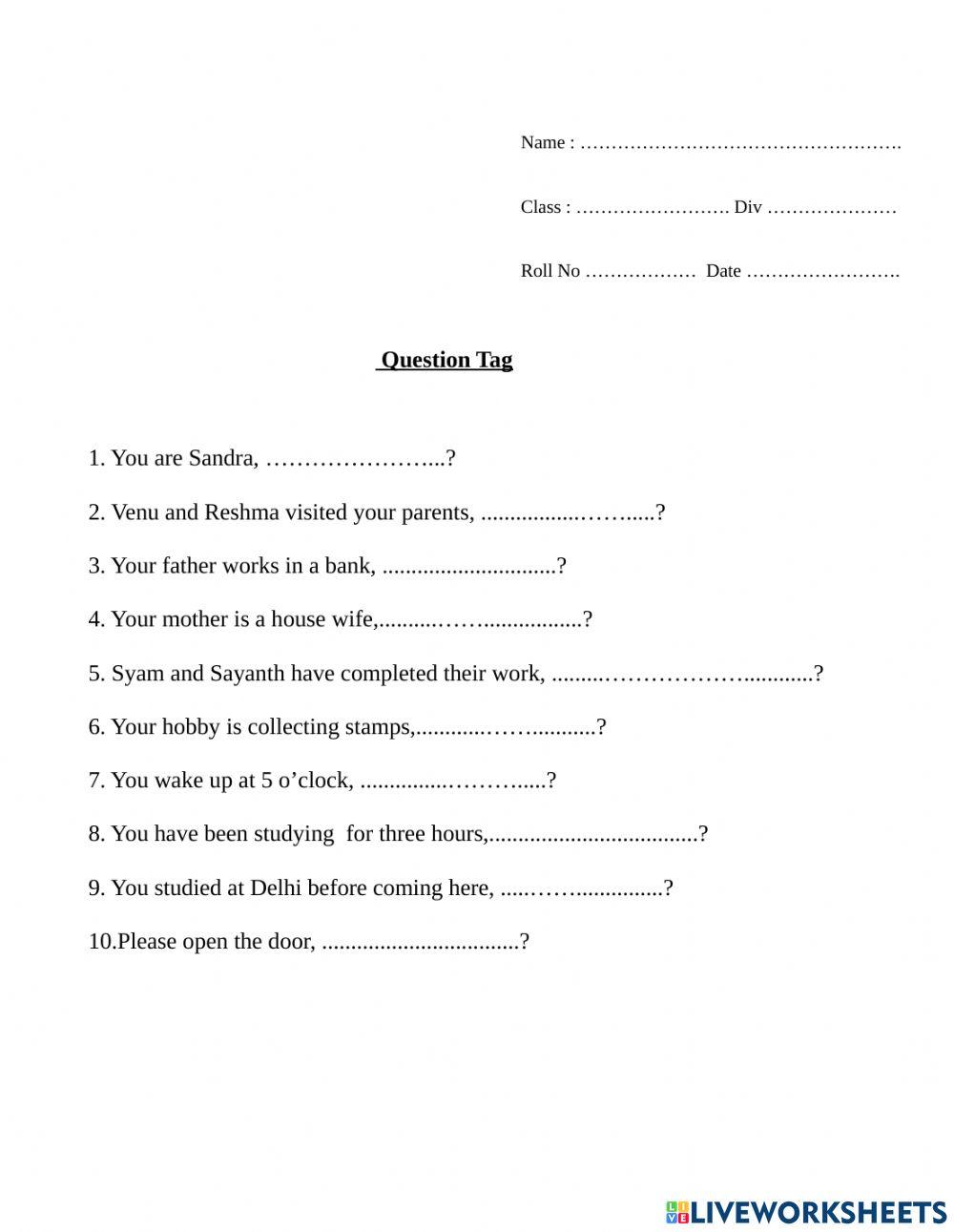 1133001 | Question Tags | JOSPHINE ANTONY