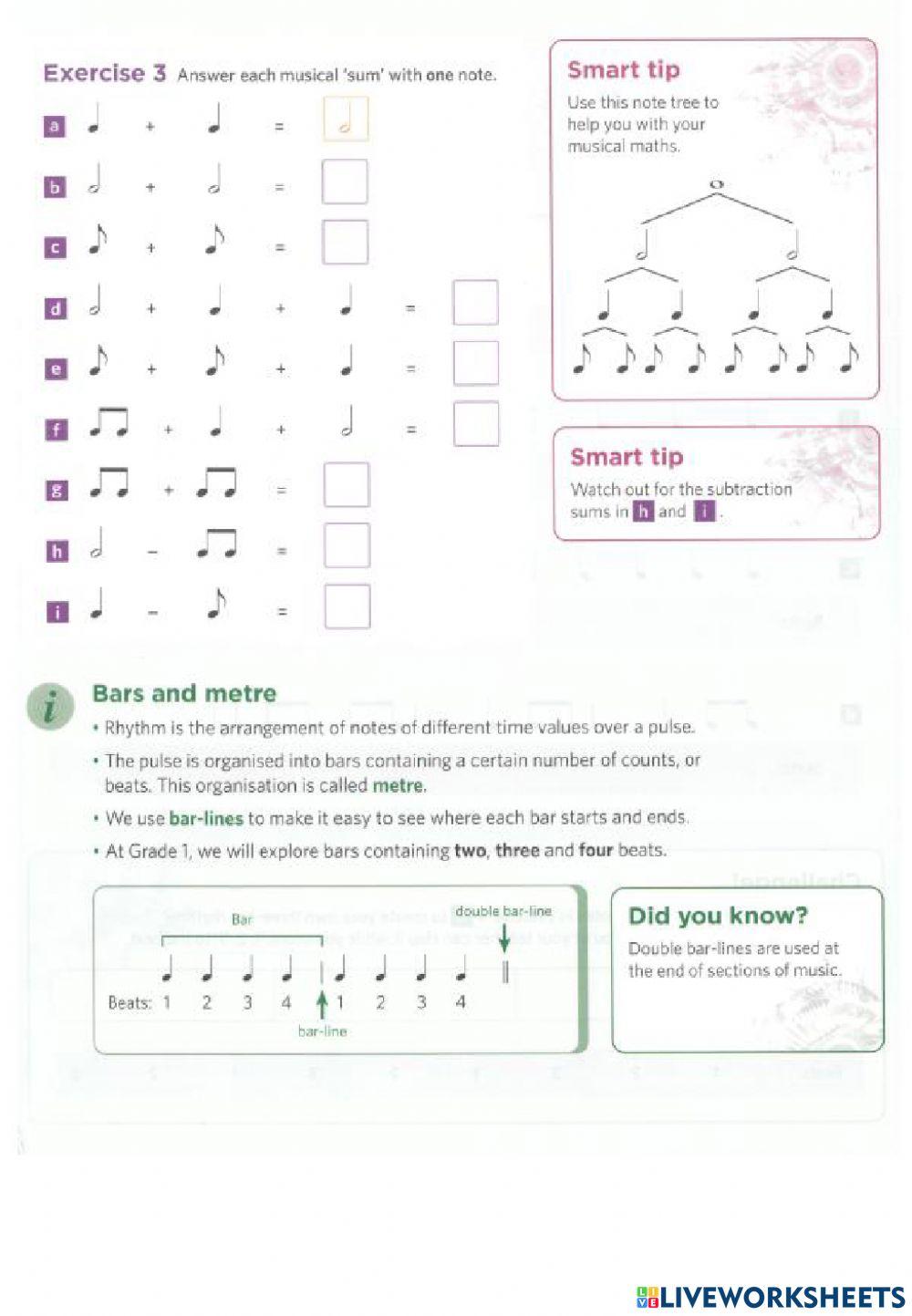 3140000 | Grade 1 Theory Worksheet 1 | Mus17